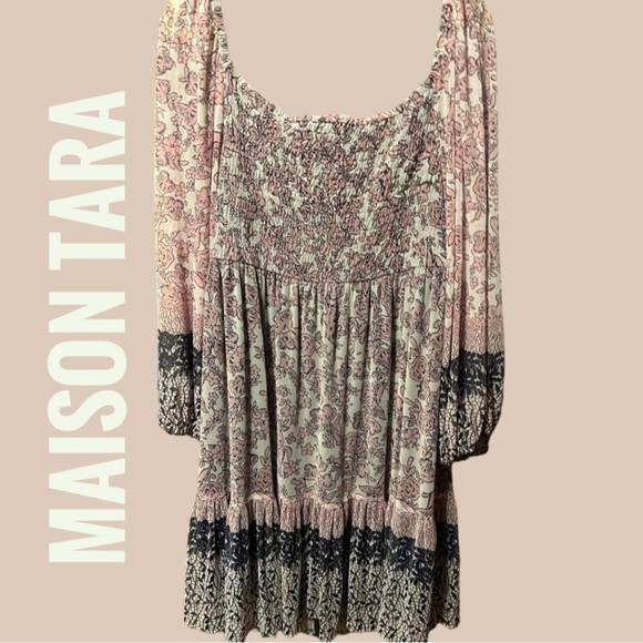Maison Tara | Dresses | Maison Tara Nwt Boho Dress Pale Pinknavy ...